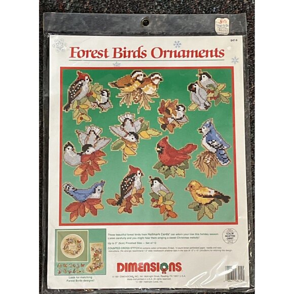 Hallmark | Office | Vtg Dimensions Forest Cross Stich Kit Forrest Birds ...